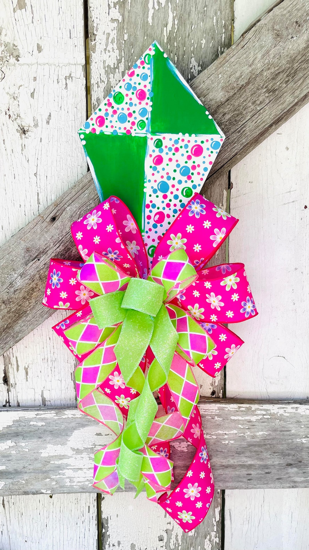 Hand Painted Kite, Wood Kite, Home Decor, Spring Kite, Front Door ...