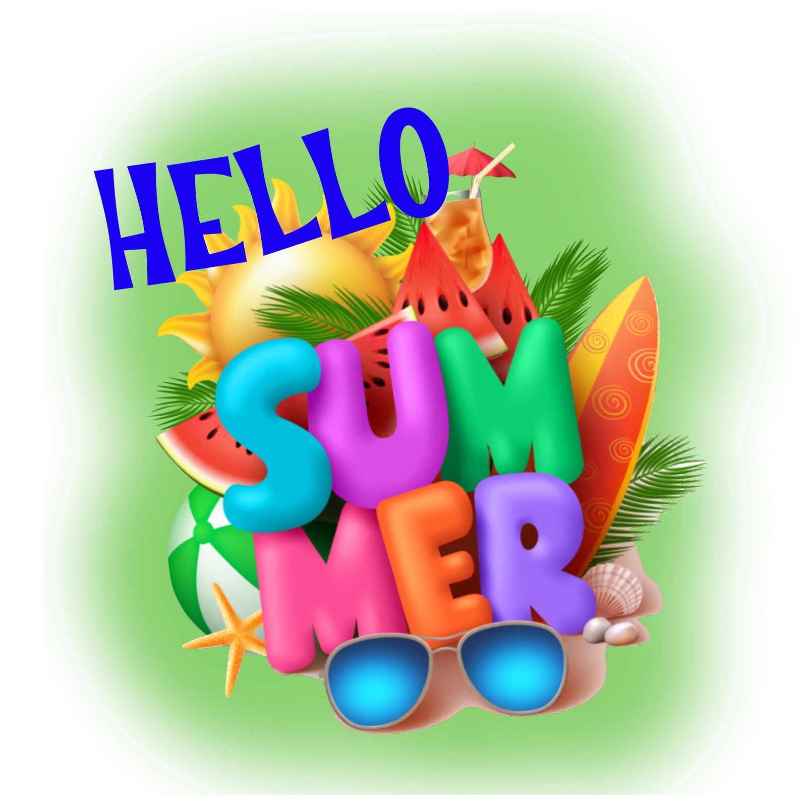 Hello Summer Sign Summer Signs Watermelon Signs Surf Board | Etsy