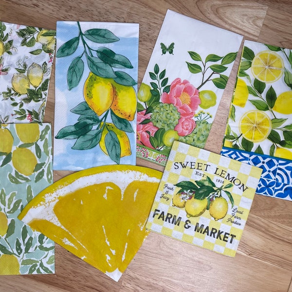 Lemon Paper Napkins - Etsy