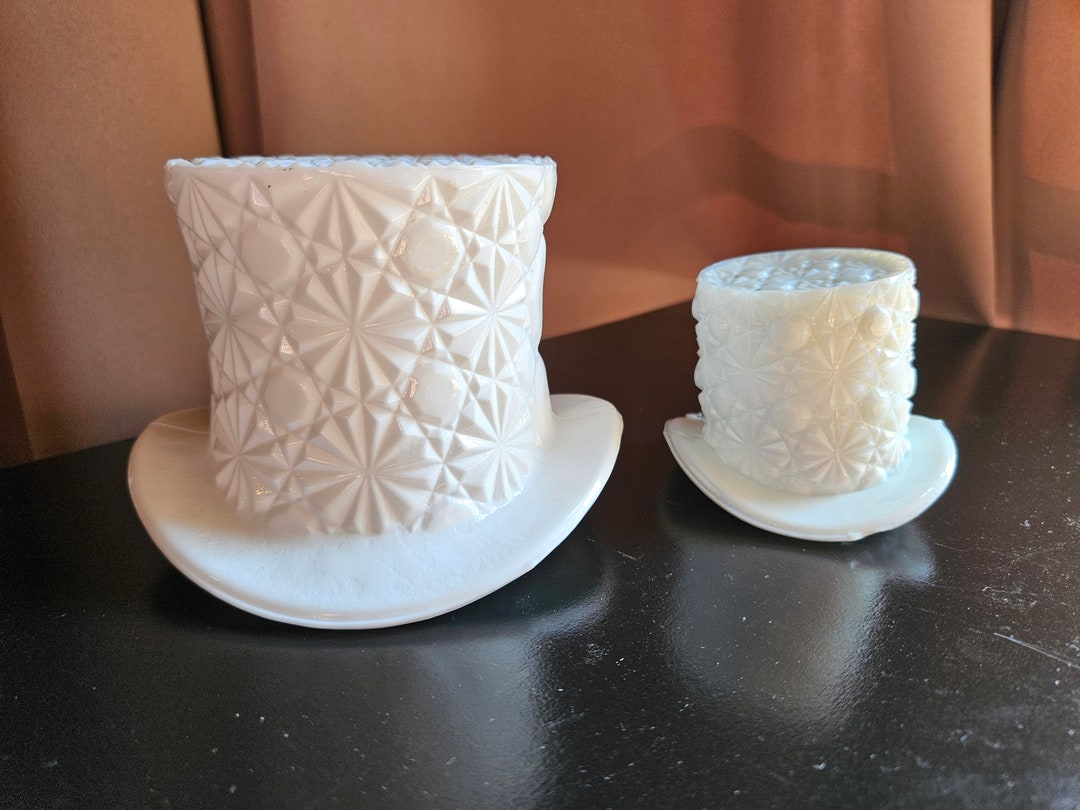 Vintage Indiana Glass and Fenton Lot of 2 Milk Glass Top Hats - Etsy
