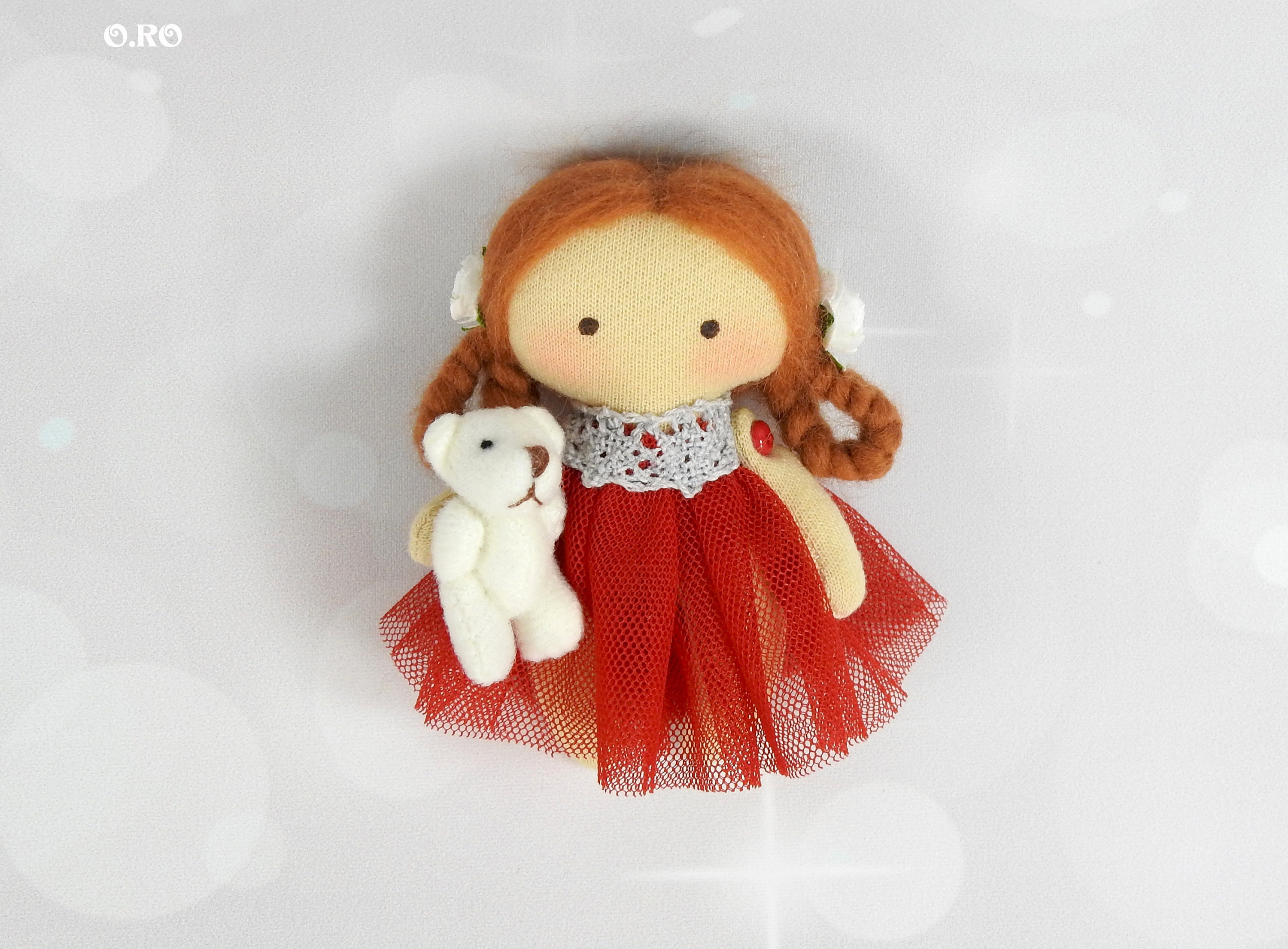 Red Haired Doll Red Dress Handmade Gift Valentine's Day - Etsy
