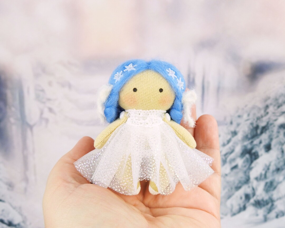 Snowflake Doll Blue Hair Winter Doll Christmas Doll Сozy Mini Doll Snow ...
