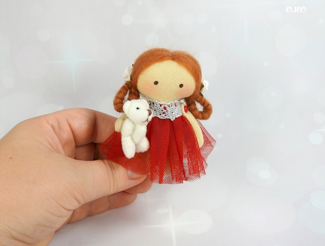 Red Haired Doll Red Dress Handmade Gift Valentine's Day - Etsy