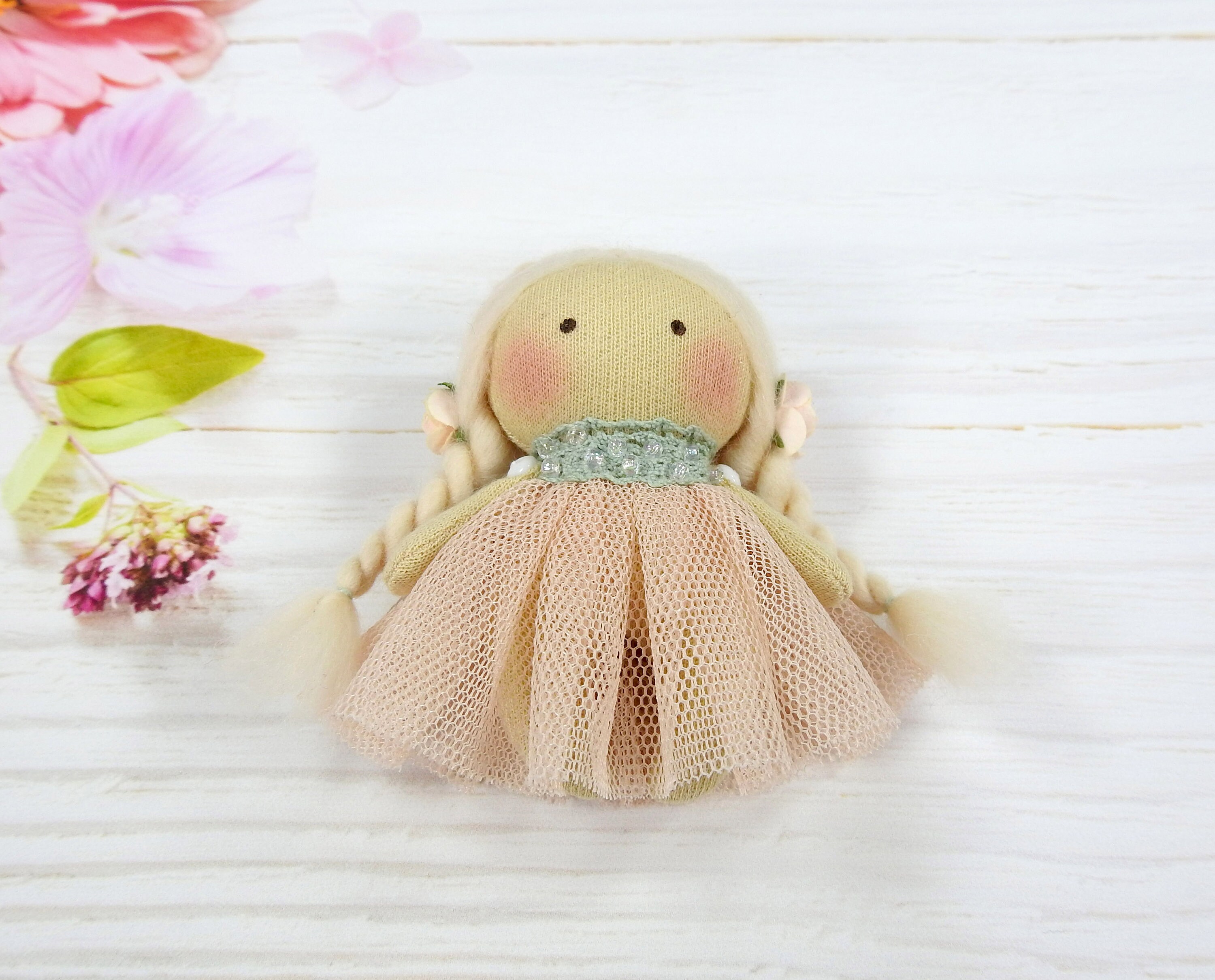 Blonde Doll Little Doll Moppet Tiny Doll Rag Doll Rose Tan | Etsy