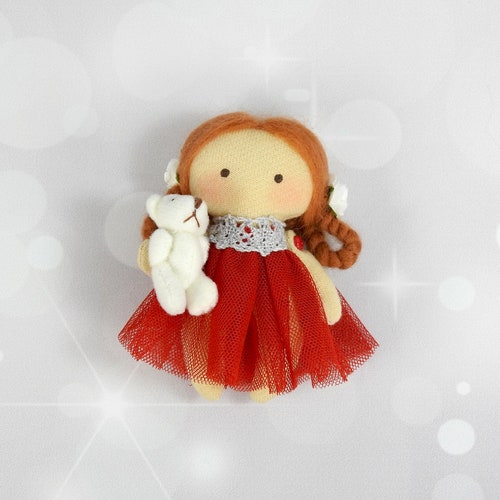 Red Haired Doll Red Dress Handmade Gift Valentine's Day - Etsy
