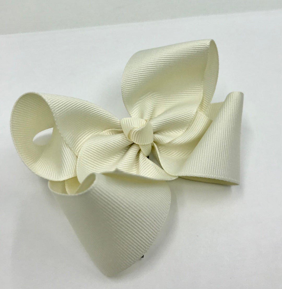 3 Inch Ivory Boutique Bow on Clip - Etsy UK