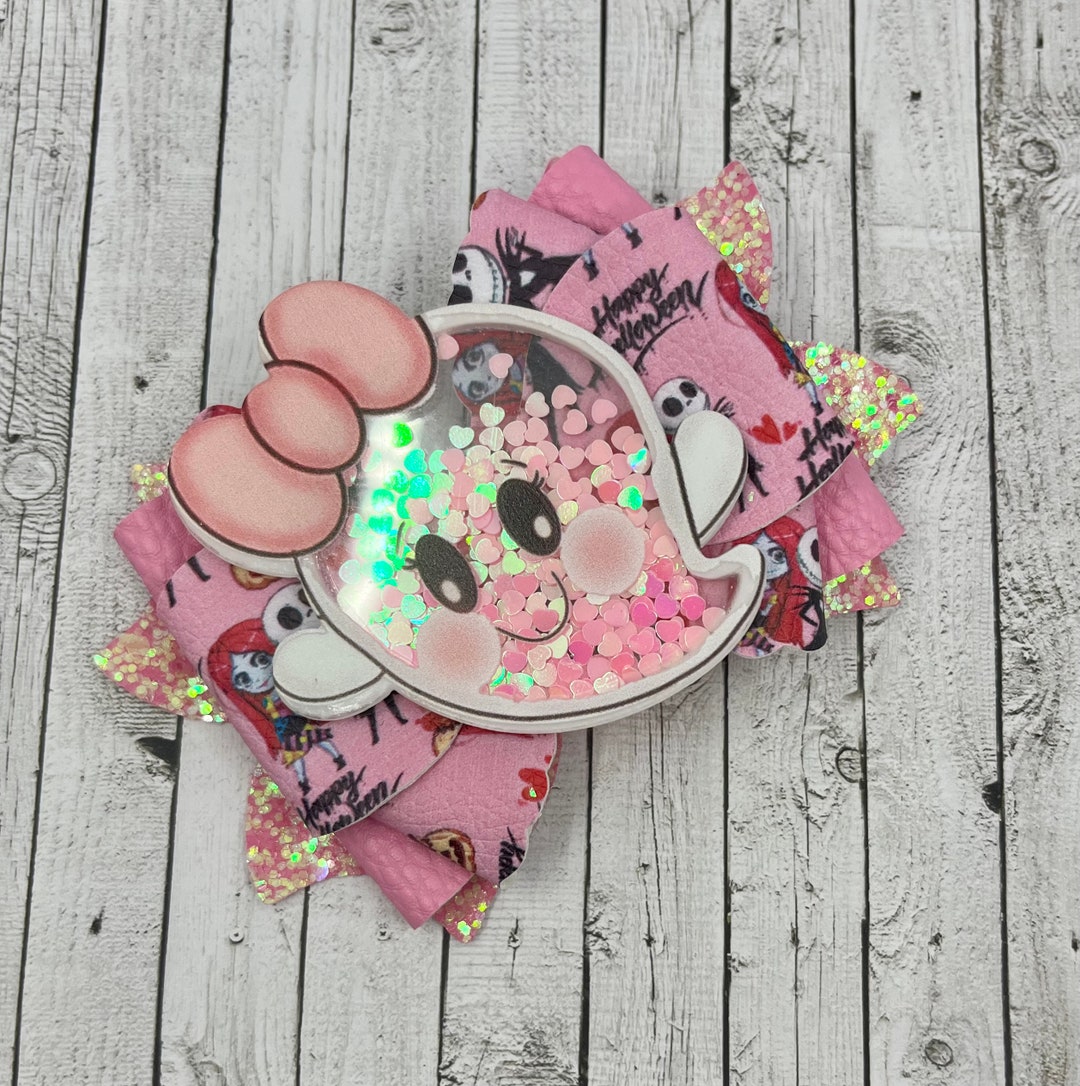 Pink Ghost Halloween Shaker Bow With Glitter - Etsy