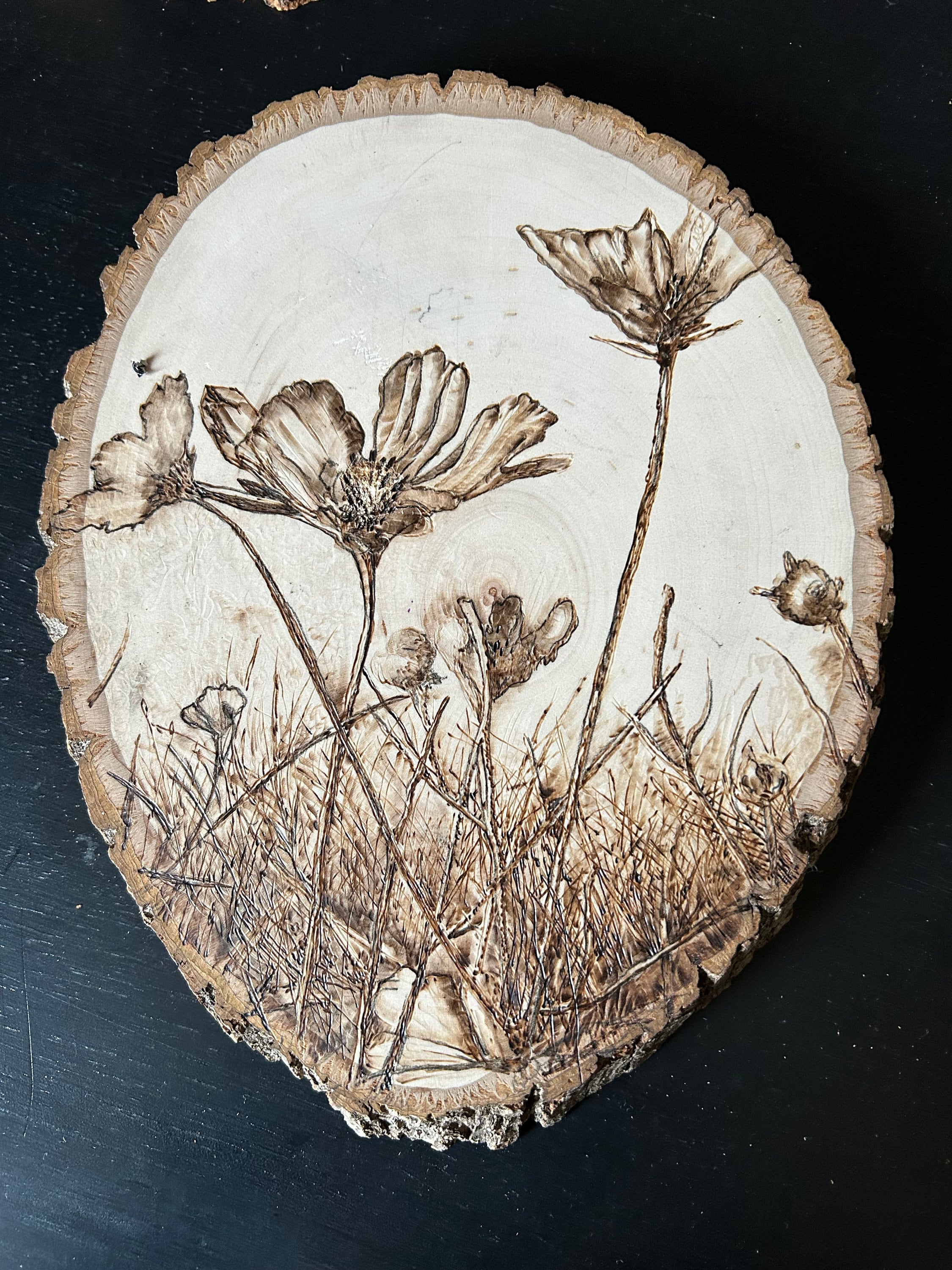 Original Pyrography/woodburning Art - Wildflowers - Etsy