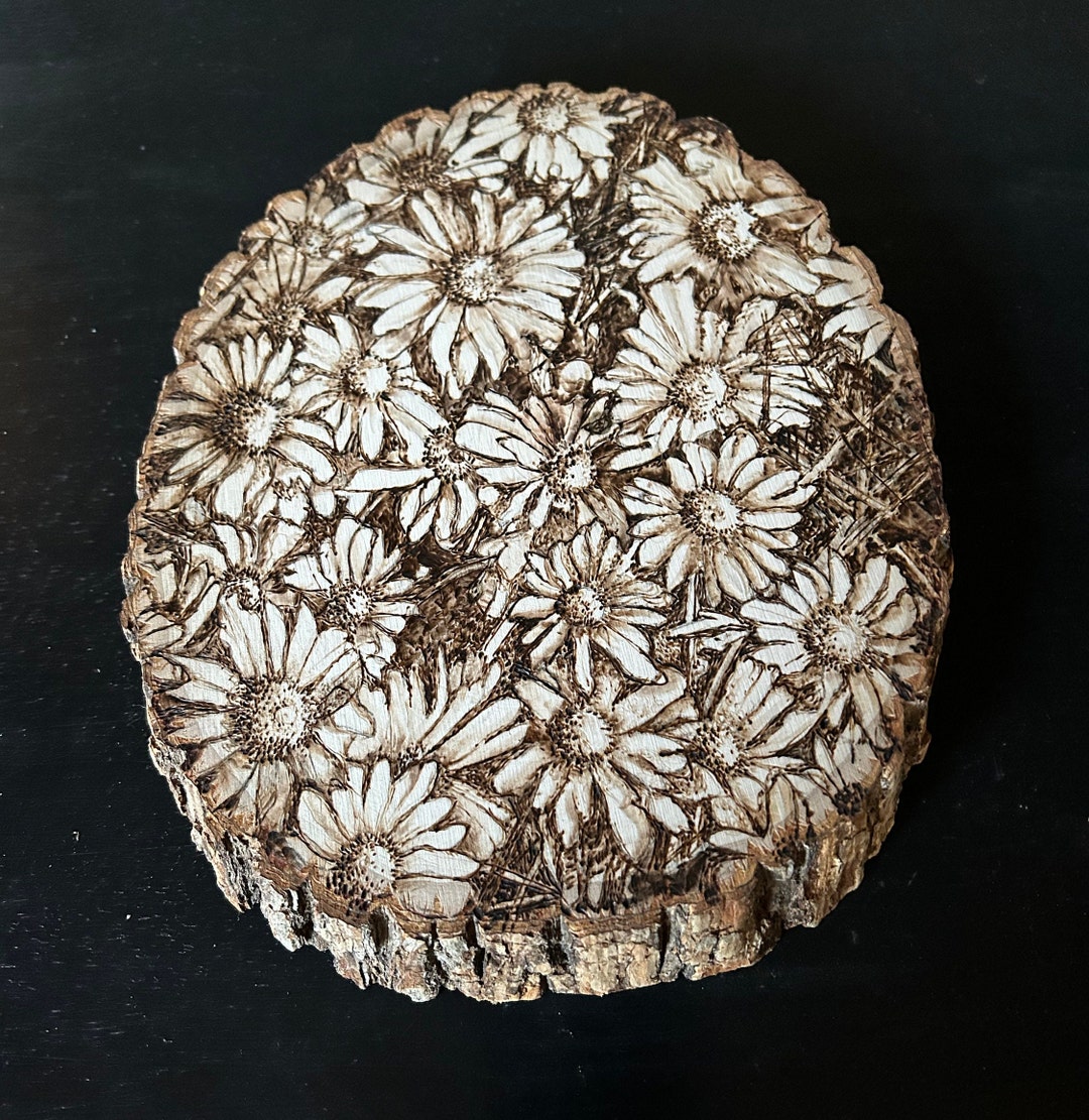 Original Pyrography/woodburning Art - Daisies - Etsy