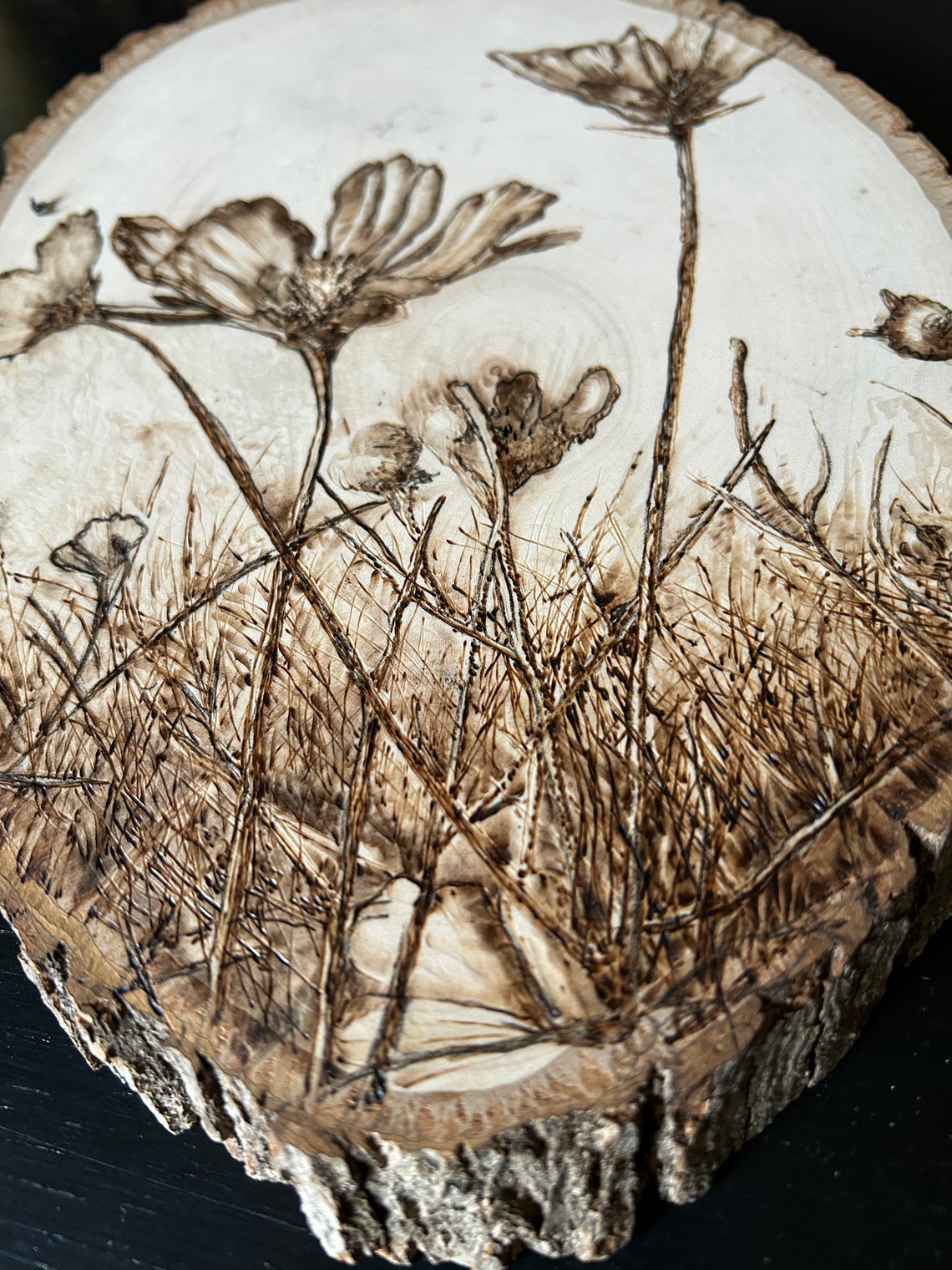 Original Pyrography/woodburning Art - Wildflowers - Etsy