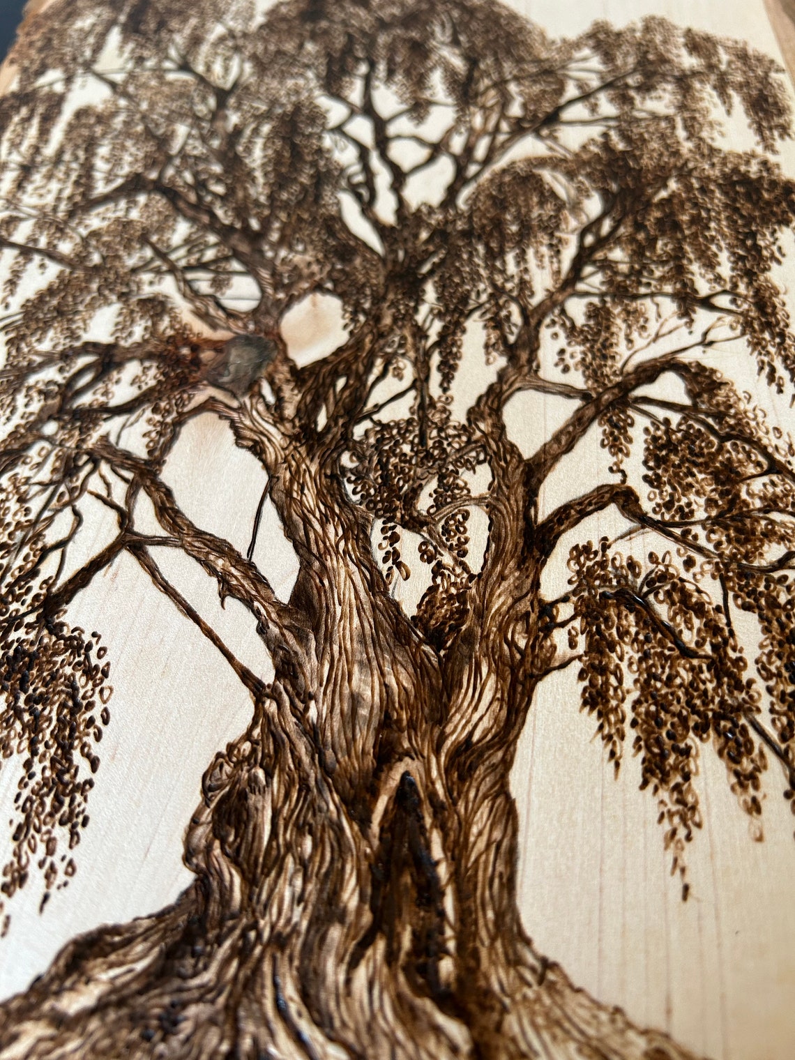 Original Pyrography/woodburning Art - Spring Willow - Etsy