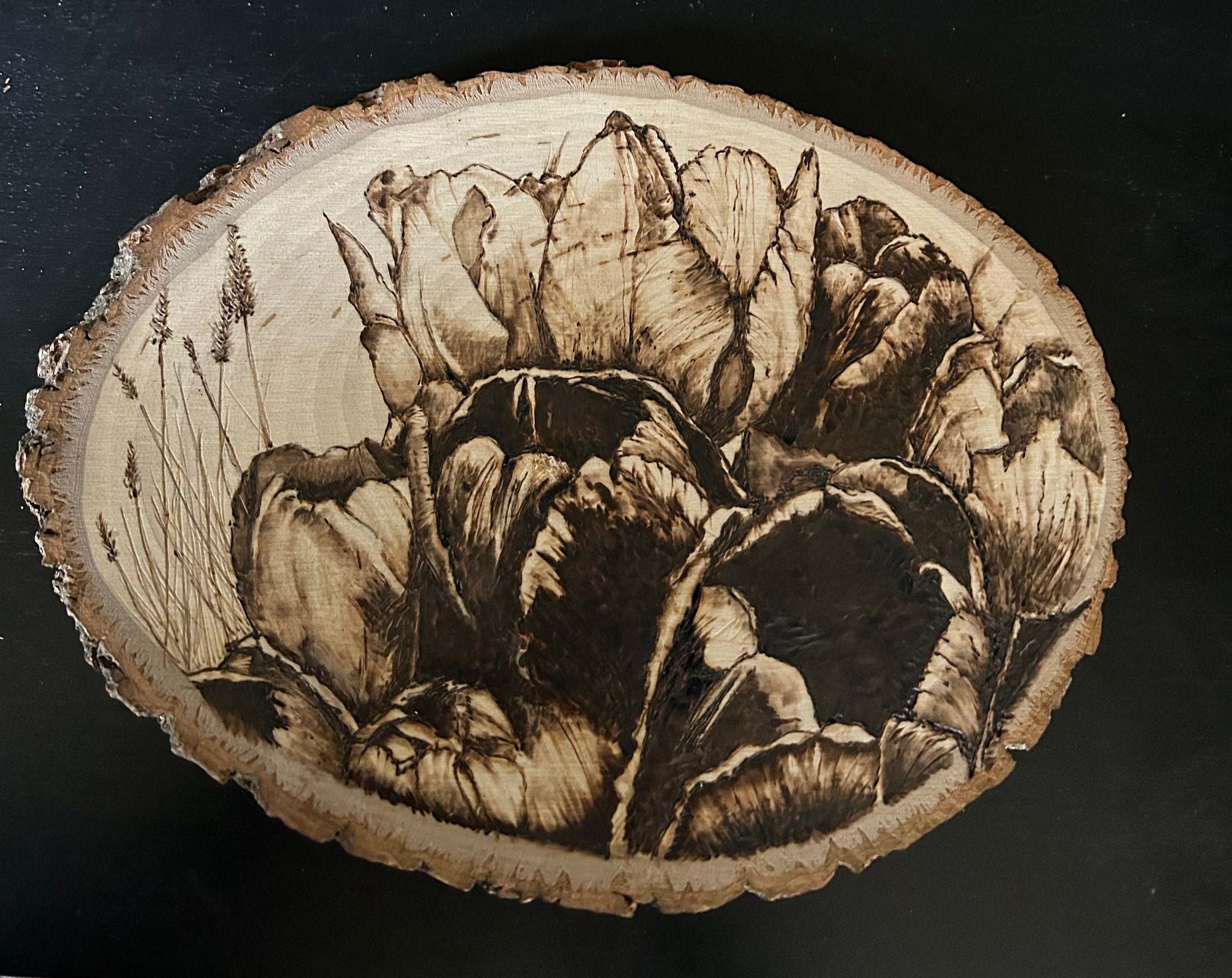 Original Pyrography/woodburning Art - Spring Tulips - Etsy