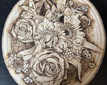 Original Pyrography /woodburning Art - Pansies - Etsy