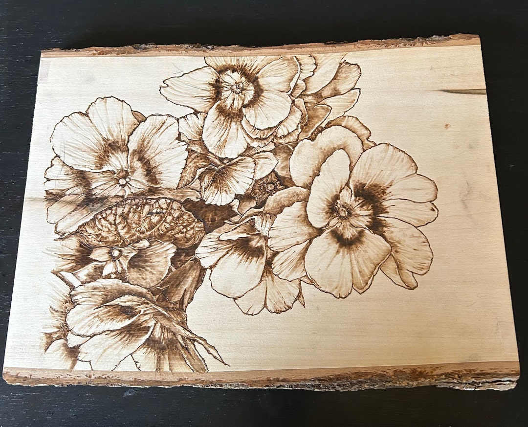 Original Pyrography /woodburning Art - Pansies - Etsy