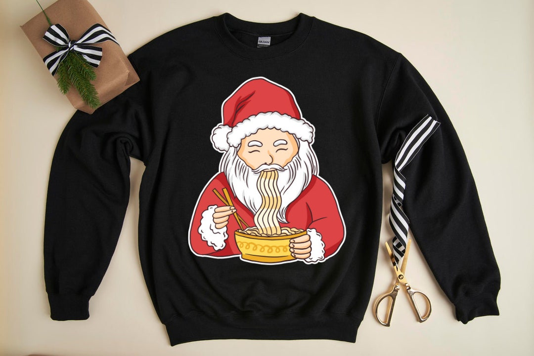 Ramen Santa Santa Claus Eating Ramen Sweater Christmas - Etsy