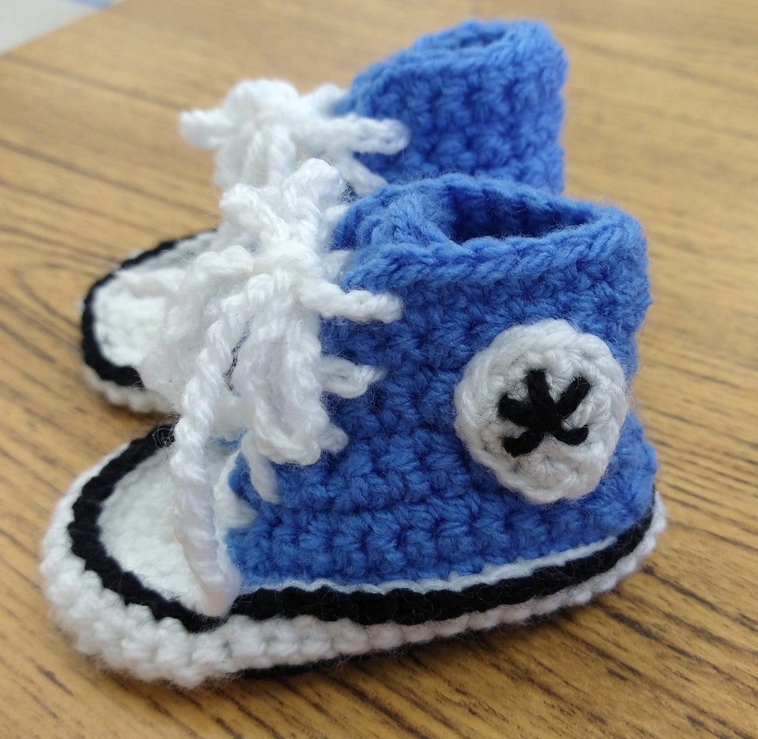 Crochet Baby Converse Blue Booties - Etsy