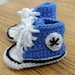 Crochet Baby Converse Blue Booties - Etsy