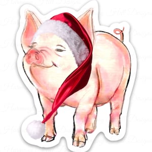 Santa Pig Sticker Pig Vinyl Sticker Christmas Pig Christmas - Etsy