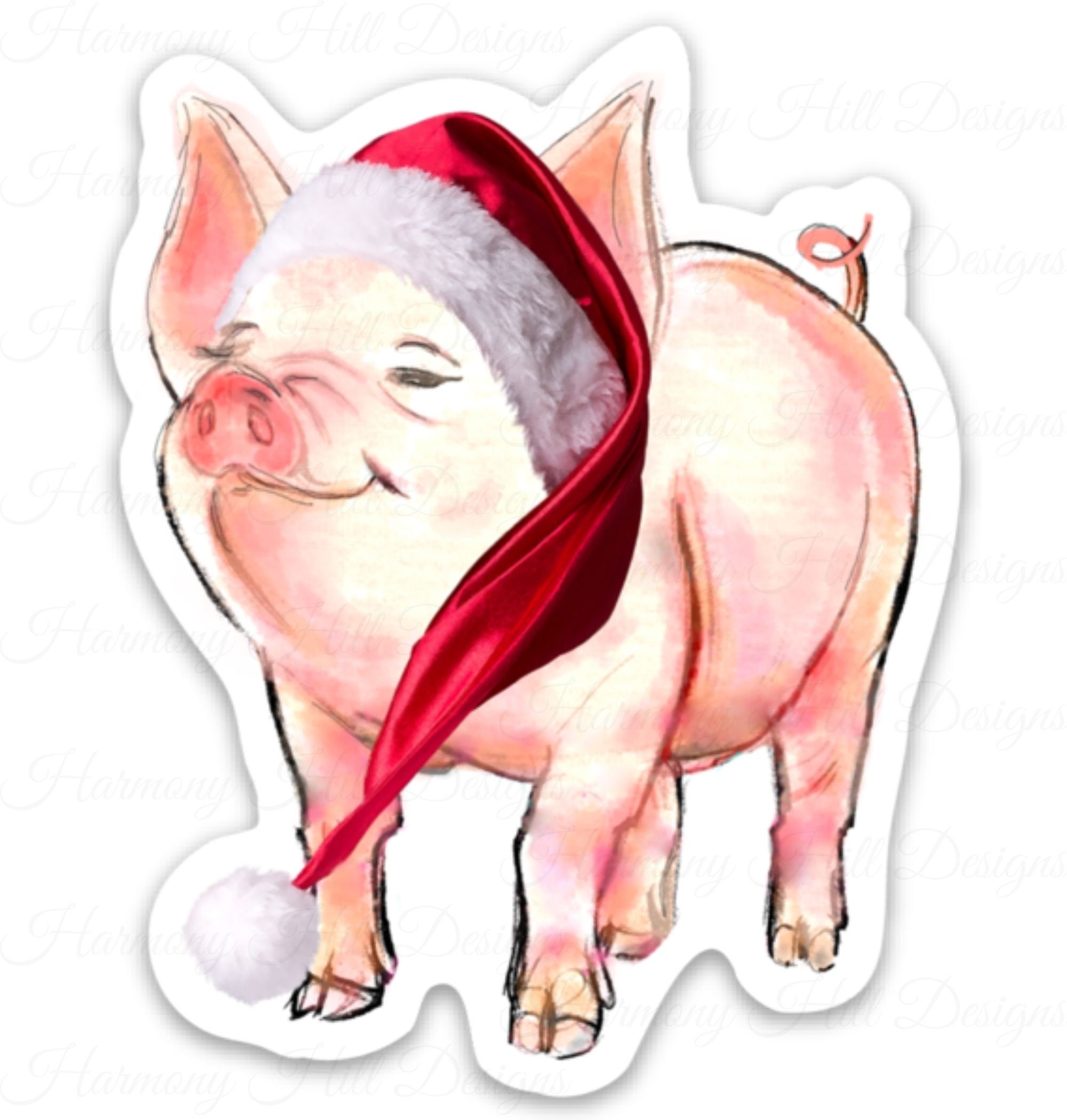 Santa Pig Sticker Pig Vinyl Sticker Christmas Pig Christmas - Etsy