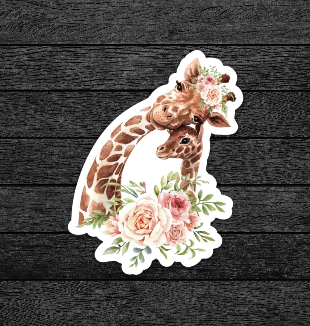 Giraffe Sticker Giraffe Vinyl Sticker Giraffe Mom and Baby - Etsy
