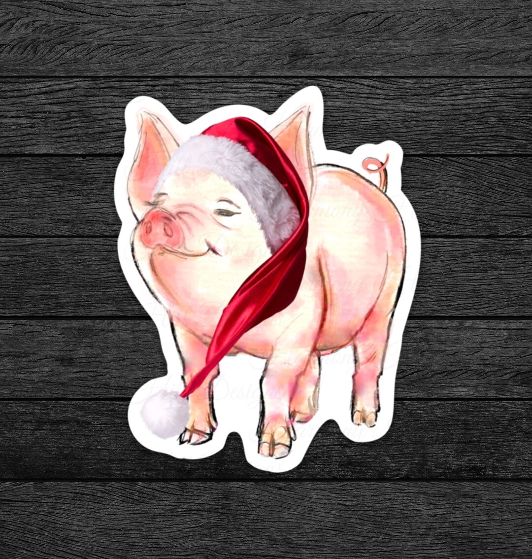 Santa Pig Sticker Pig Vinyl Sticker Christmas Pig Christmas - Etsy