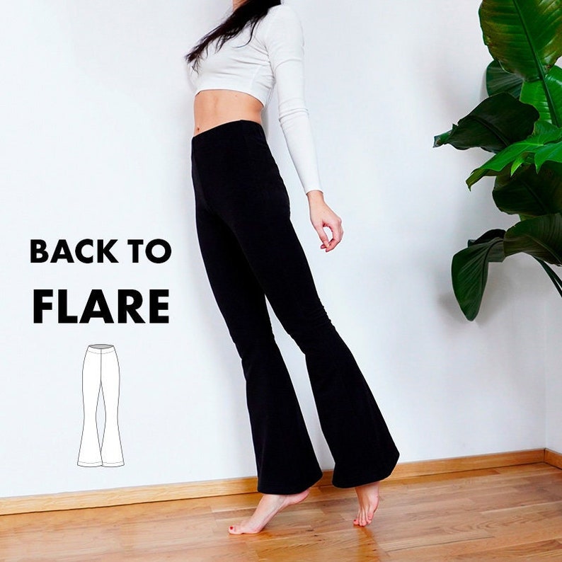 Flare Leg Pants Sewing Pattern: High Waist (sizes 32-60) (PDF Pattern ...
