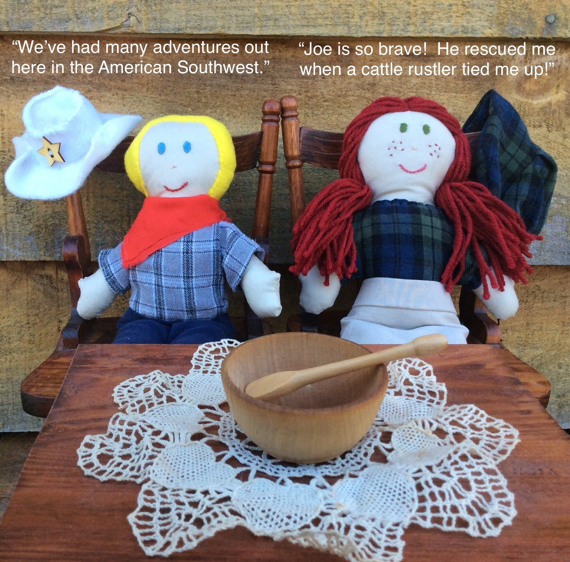 Western, Pioneer Dolls Cowboy Doll and His Mrs, Prairie Doll Couple ...
