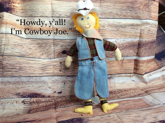 Cowboy doll Old-fashioned rag doll Soft cloth doll Cowboy | Etsy