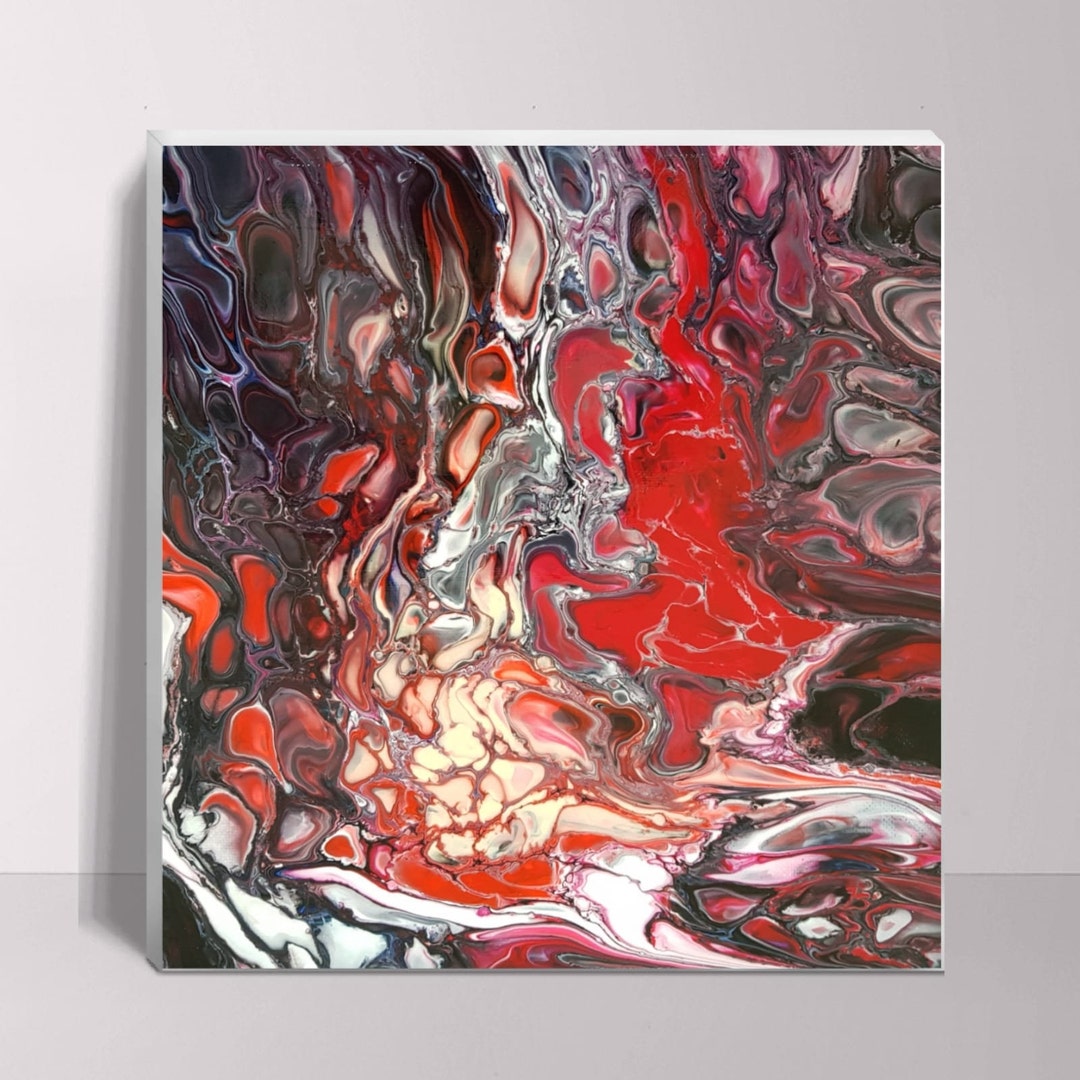 The Dance of Fire / Flames of Passion / Acrylic Casting Art on Canvas ...