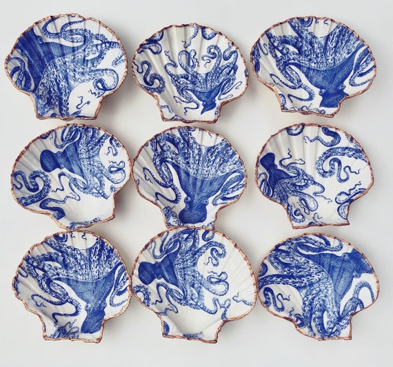 Various Ocean/sea Creature Designs Decoupage Large Scallop - Etsy