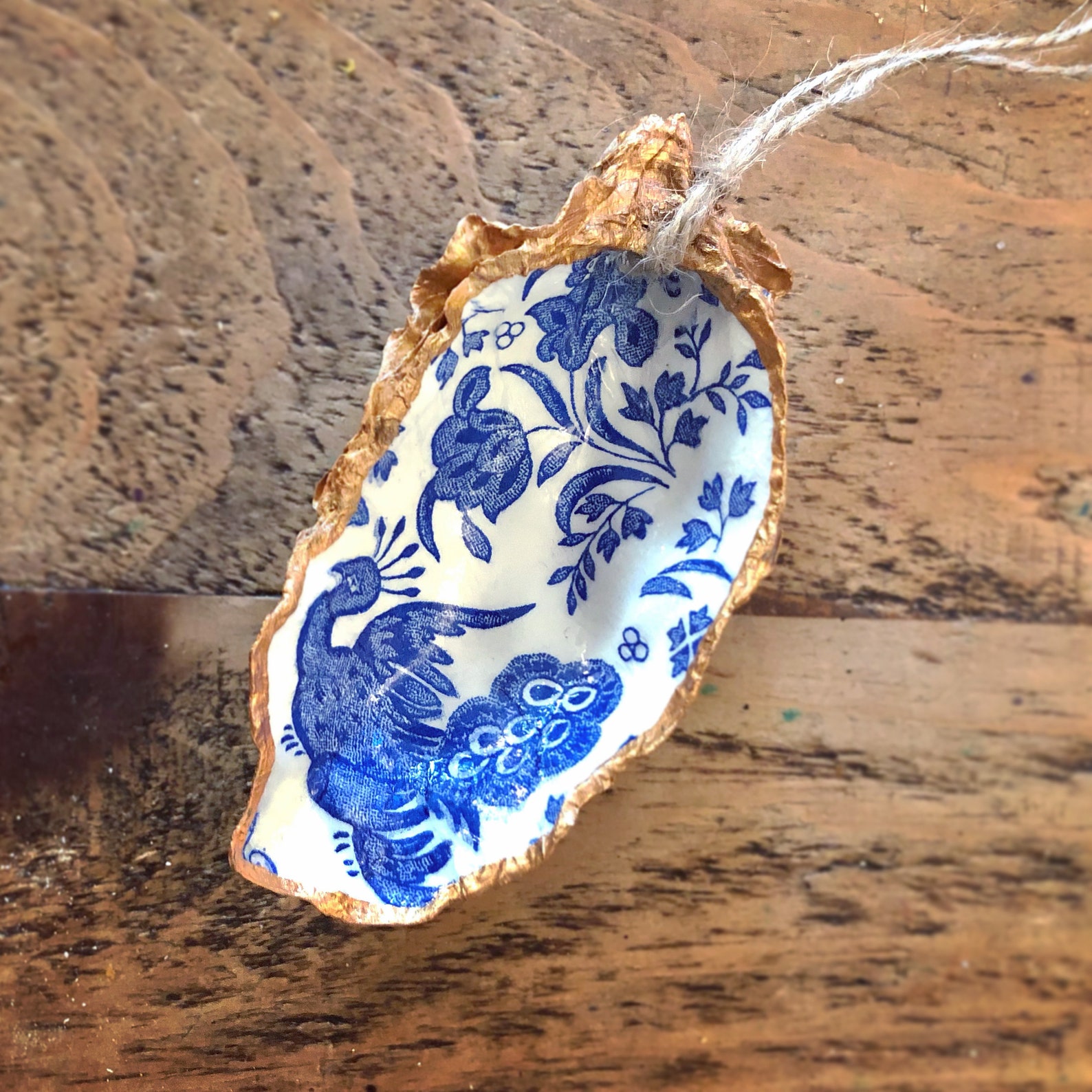 Decoupage Oyster Shell (various Designs) Edged With Copper Paint and ...