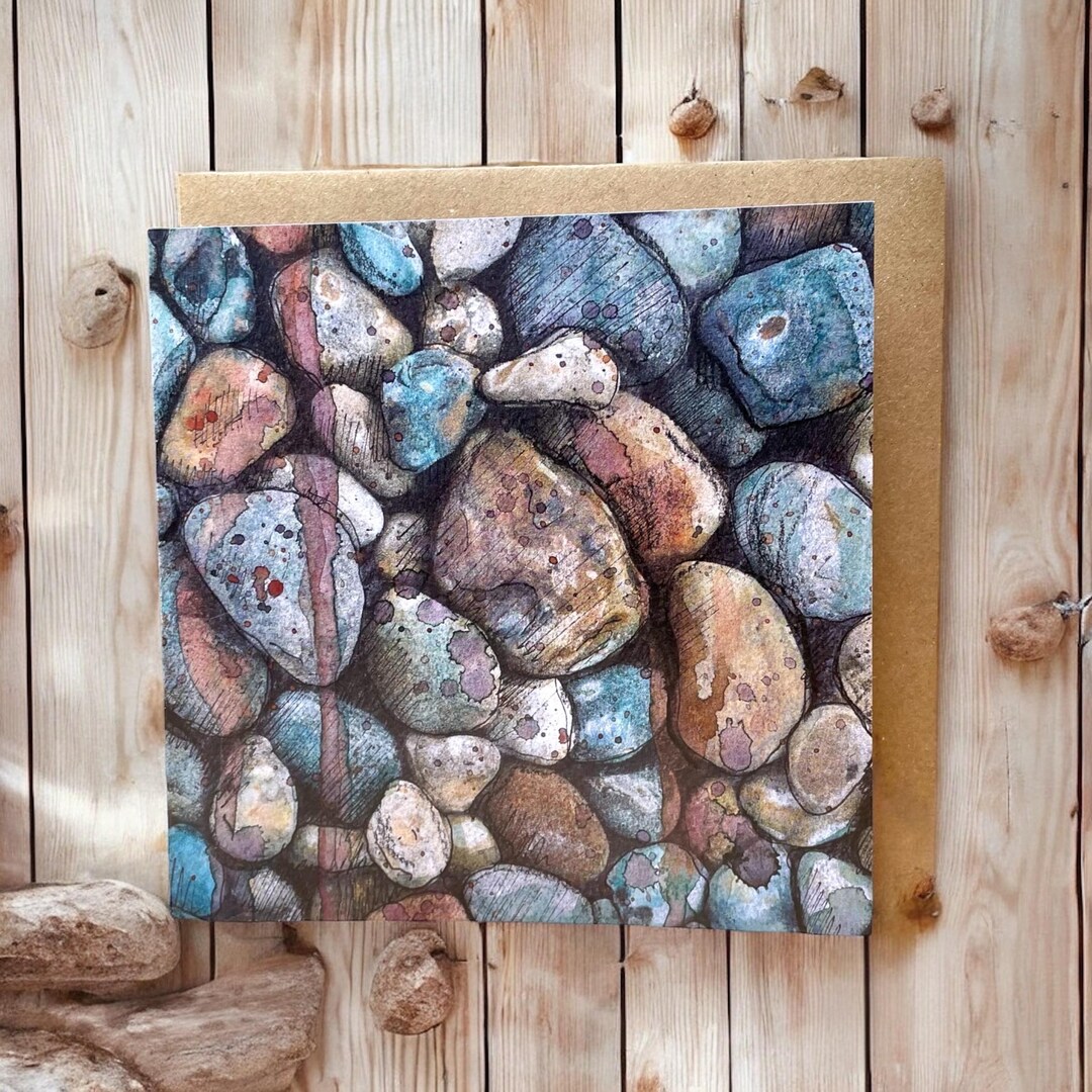 Pack of 4 'beach Stones' Art Cards With Thick Quality Recycled Craft ...