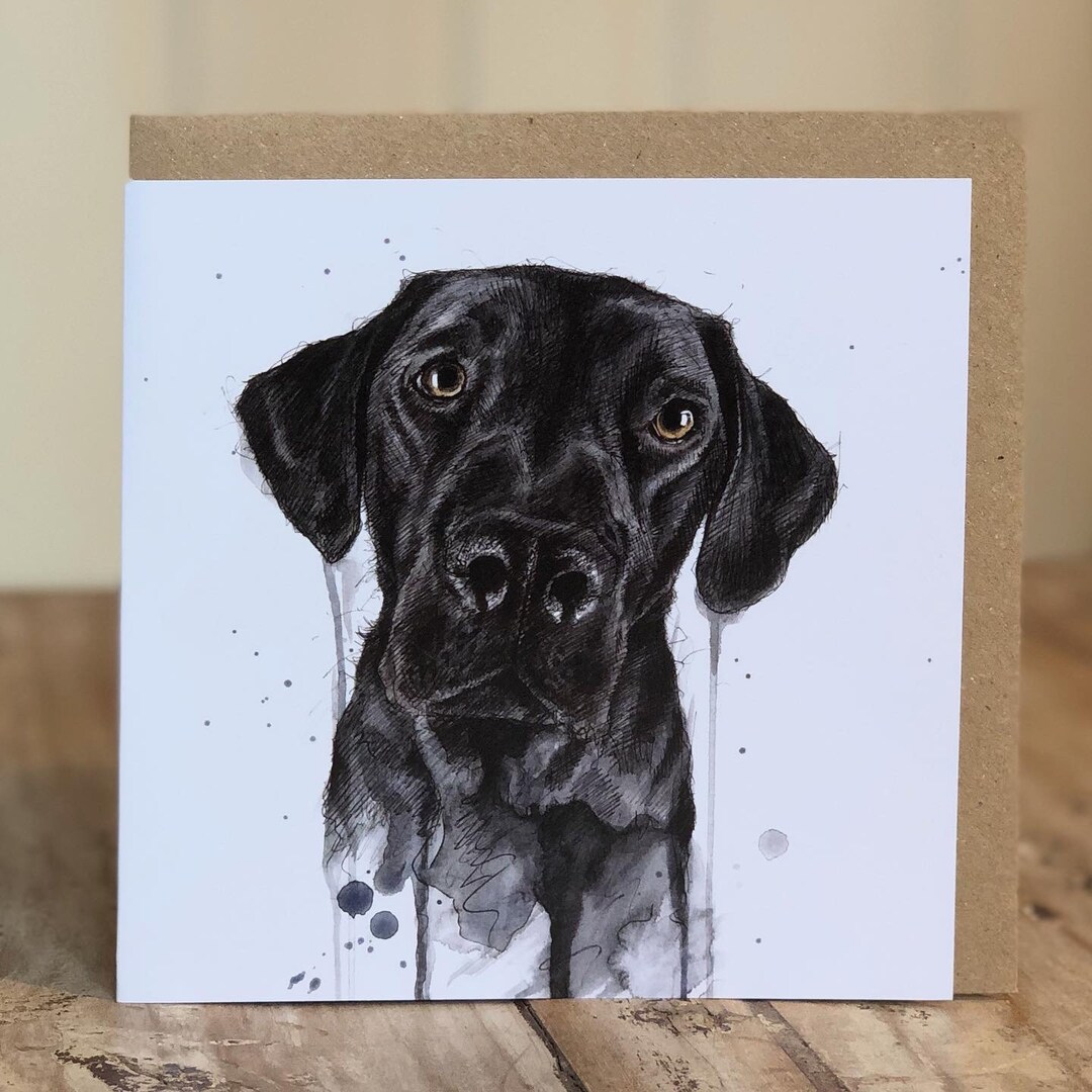 Pack of 4 Black Labrador Art Cards 'labrador Love' (blank for Your Own ...