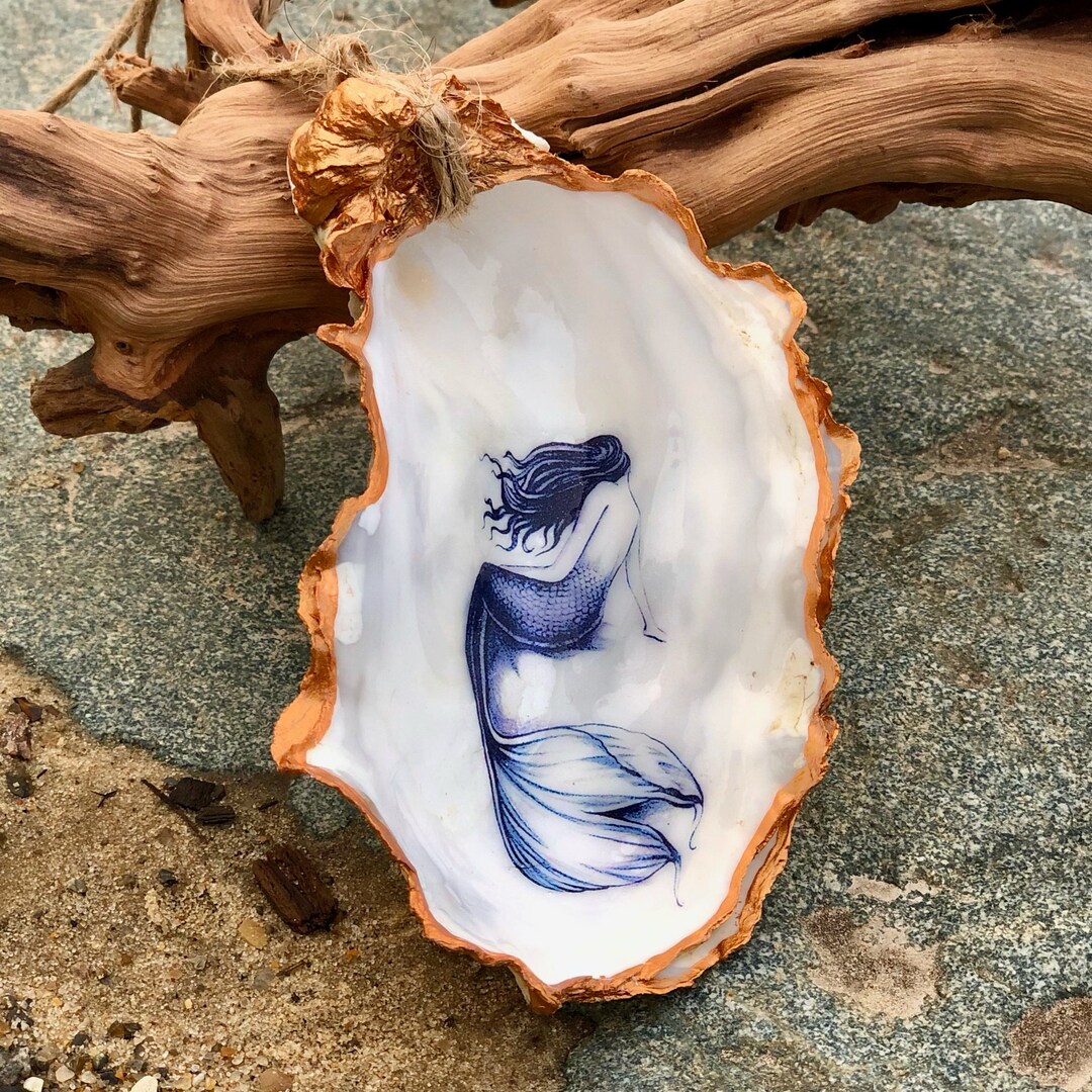 Handcrafted Mermaid Oyster Shell (various Designs) Sealed With Gloss ...