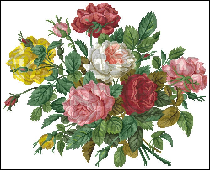 Roses Cross Stitch Chart PDF Digital Pattern - Etsy