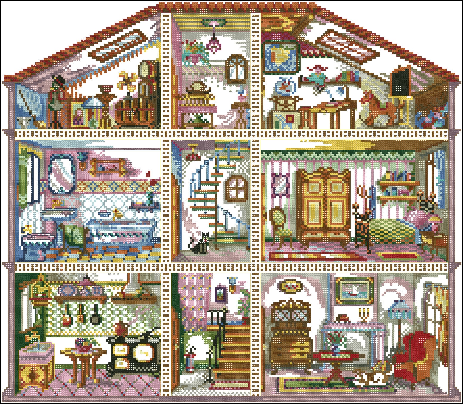 Cross Stitch Pattern PDF Doll House Digital Pattern - Etsy