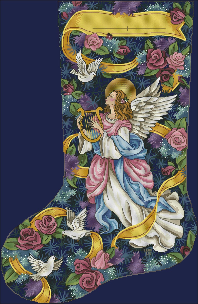 2 Angel Christmas Stockings Cross Stitch Pattern PDF Digital Pattern - Etsy