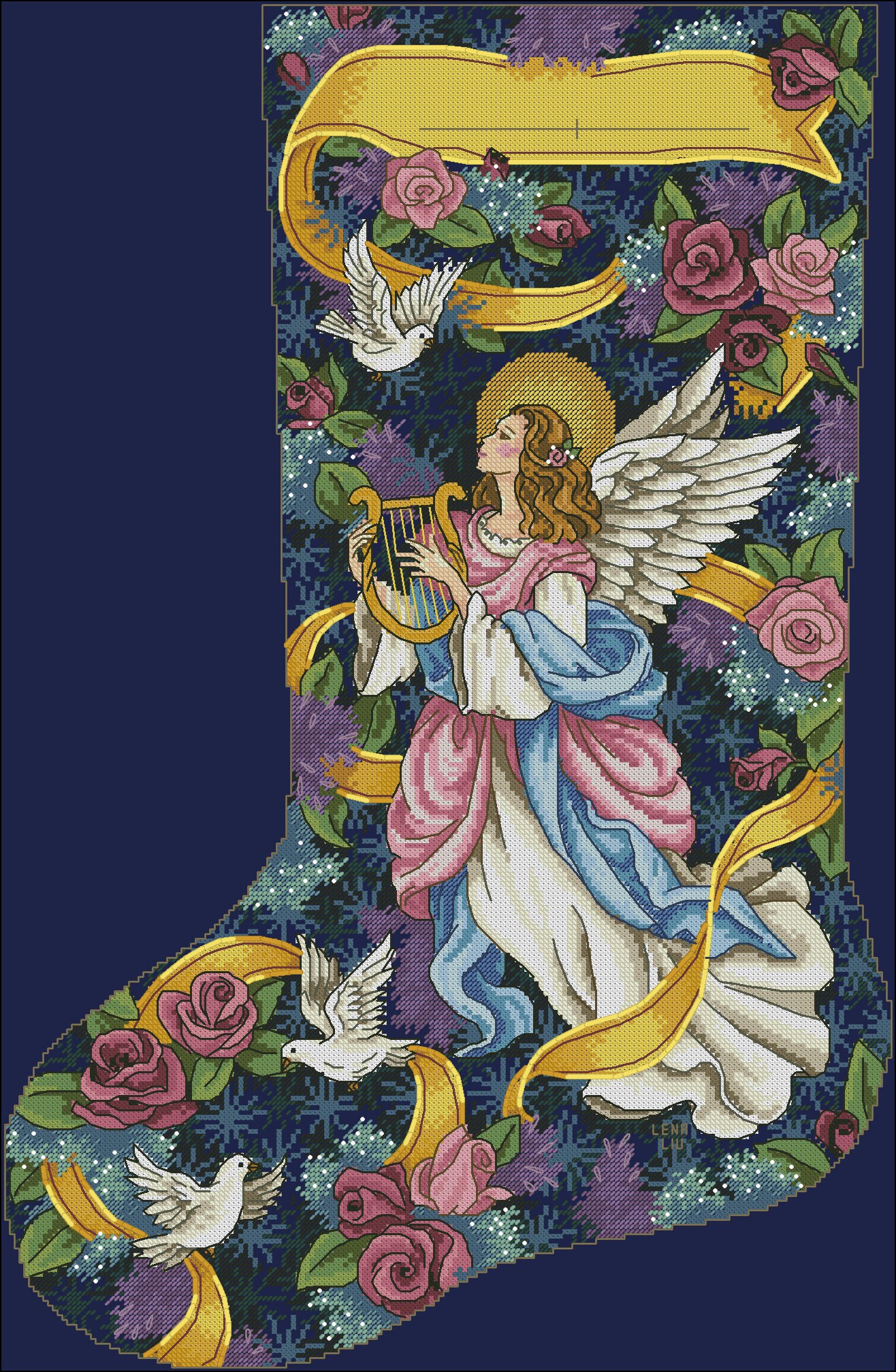 2 Angel Christmas Stockings Cross Stitch Pattern PDF Digital Pattern - Etsy