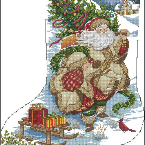 Christmas Stocking 6 Cross Stitch Pattern Santa Christmas - Etsy