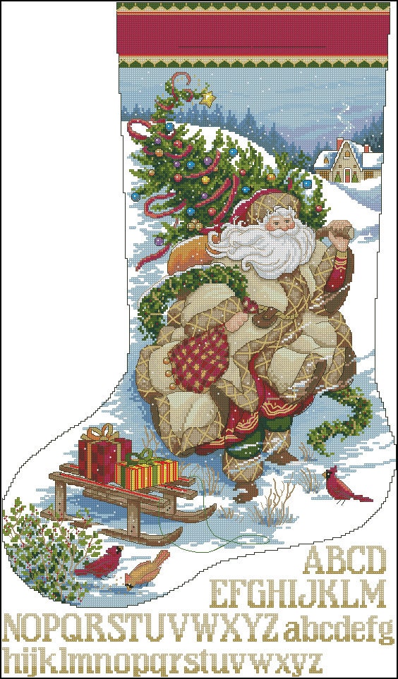 Santa Stocking Stocking Cross Stitch Chart Pdf Pattern - Etsy
