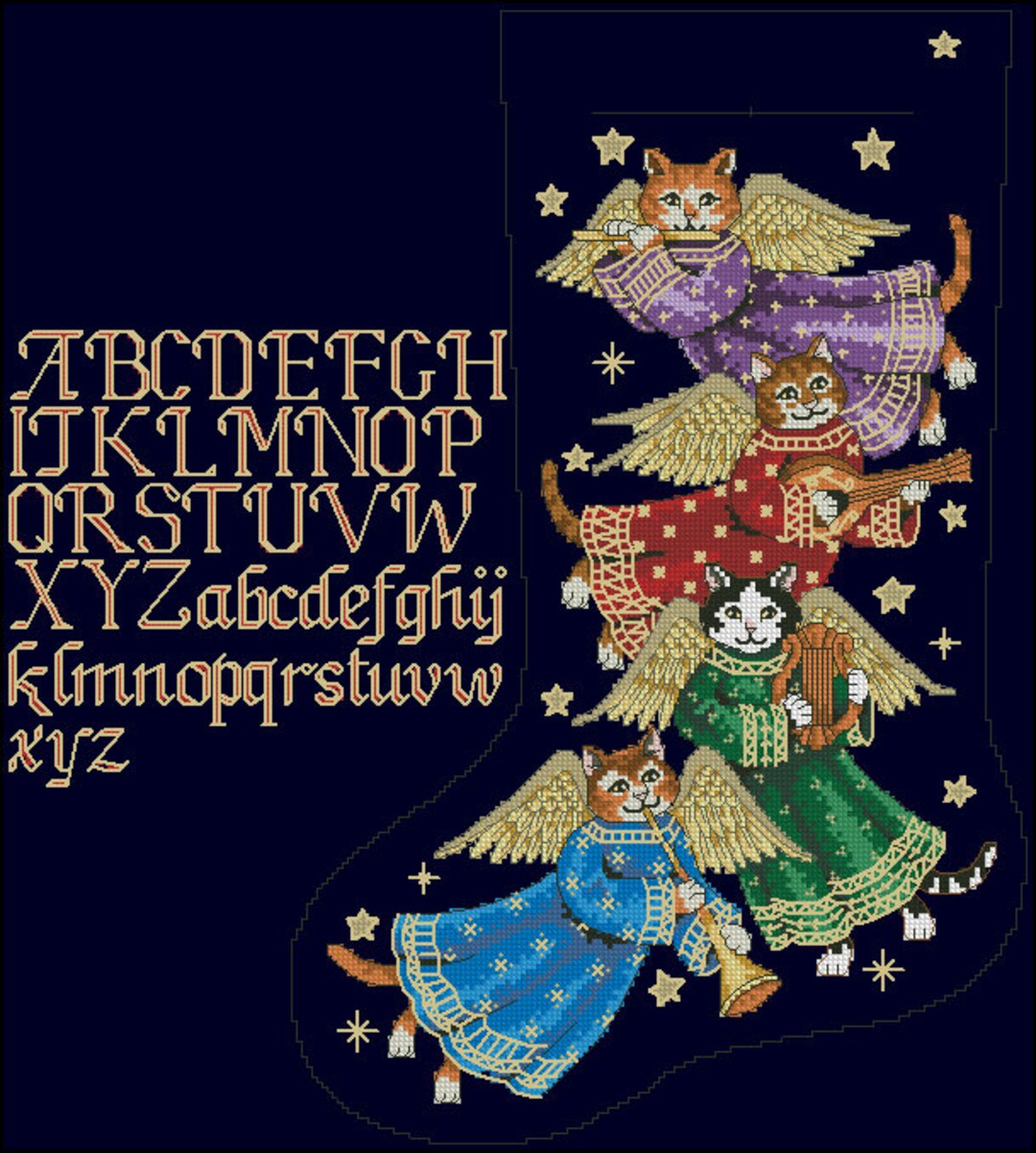 Kitty Stocking Cross Stitch Pattern PDF Digital Pattern - Etsy