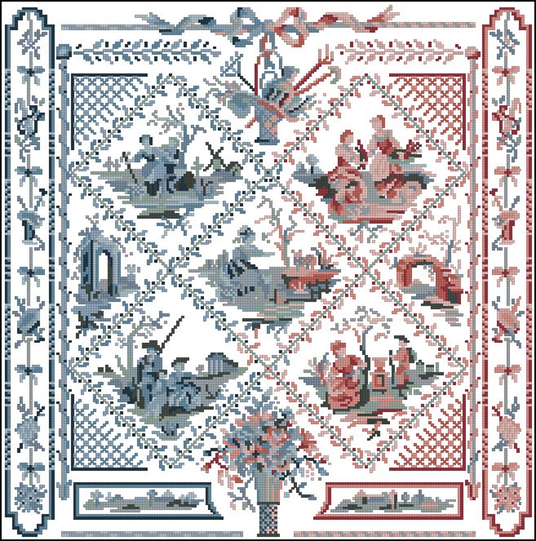 Vintage Sampler Cross Stitch Chart PDF Digital Pattern - Etsy