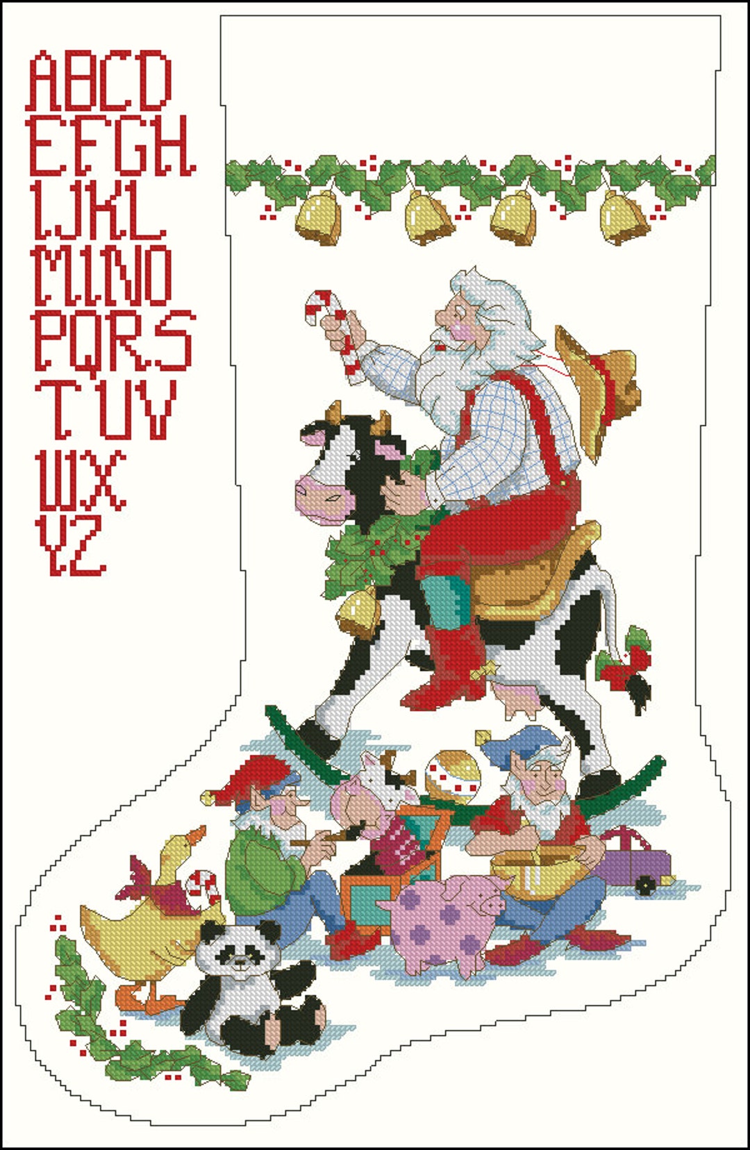 Rocking Santa Stocking Cross Stitch Chart Pattern - Etsy