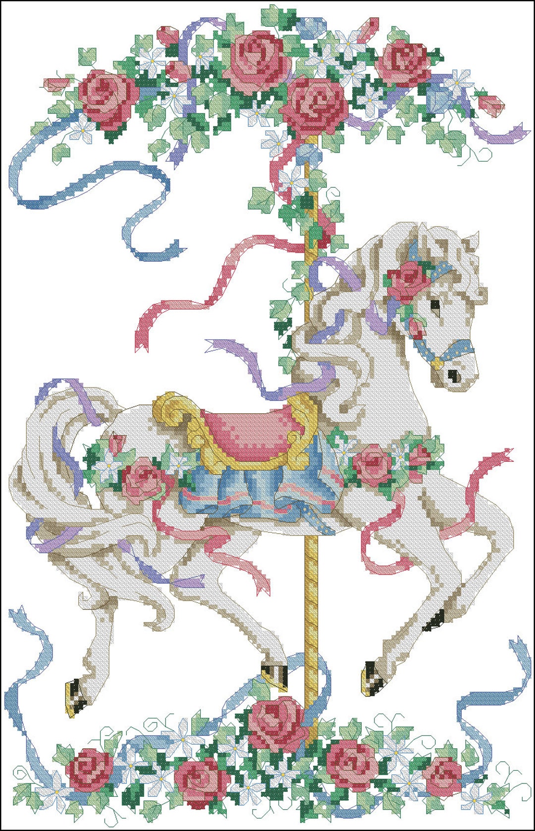 Rose Carousel Cross Stitch Chart PDF Digital Pattern - Etsy