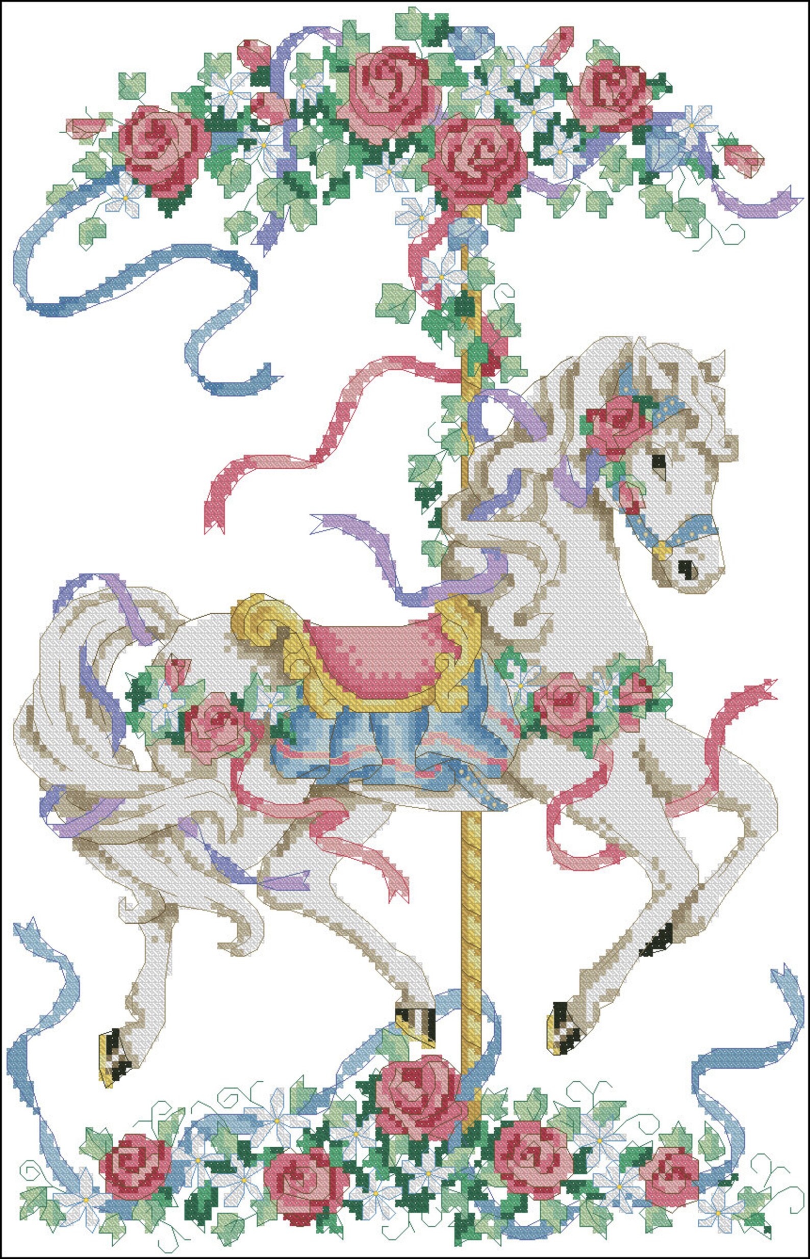 Rose Carousel Cross Stitch Chart PDF Digital Pattern - Etsy