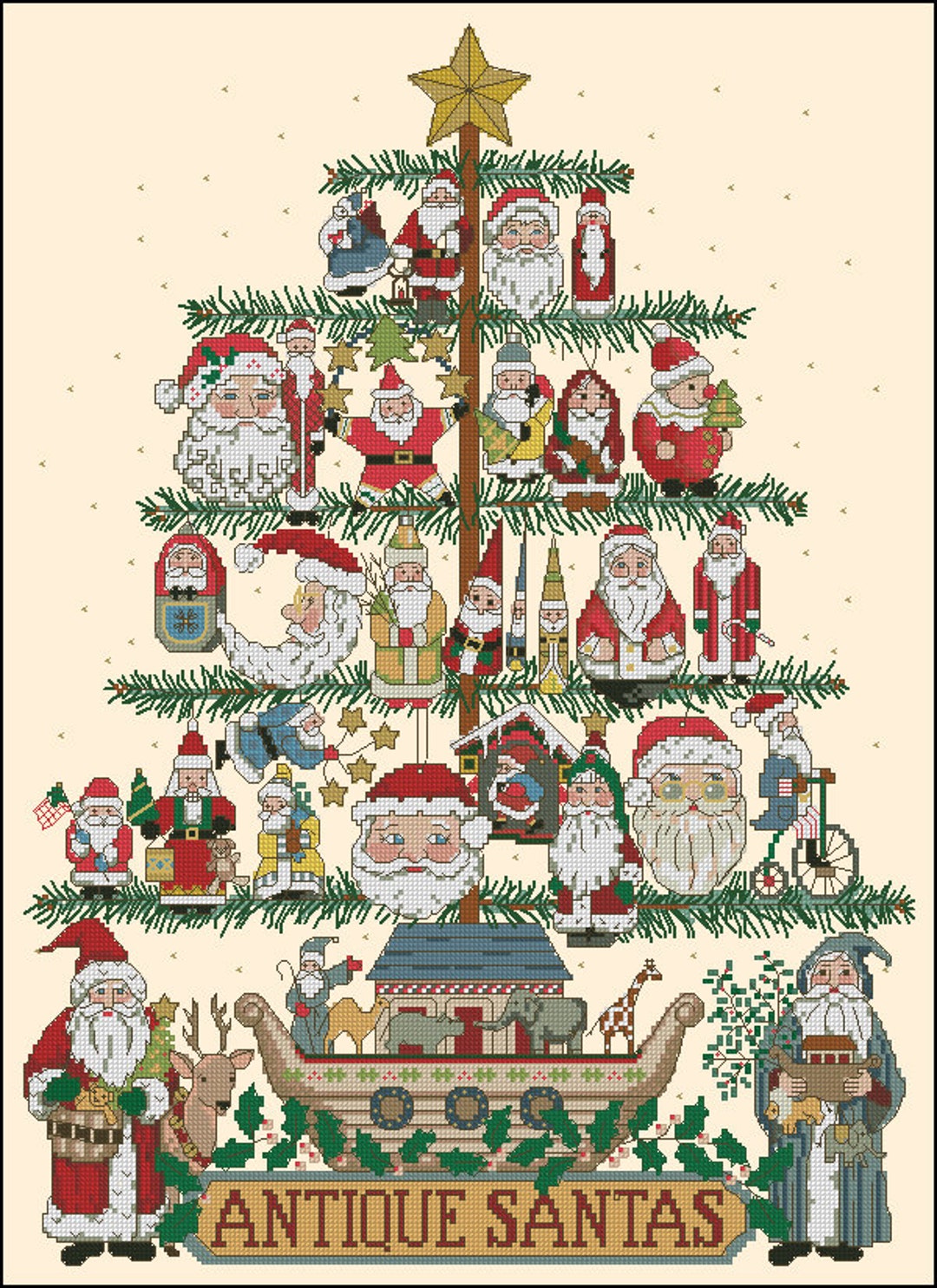 Antique Christmas Tree Cross Stitch Chart PDF Digital Pattern - Etsy