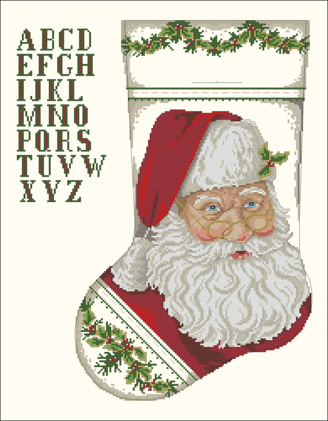 Kriss Kringle Stocking Cross Stitch Chart Pattern - Etsy