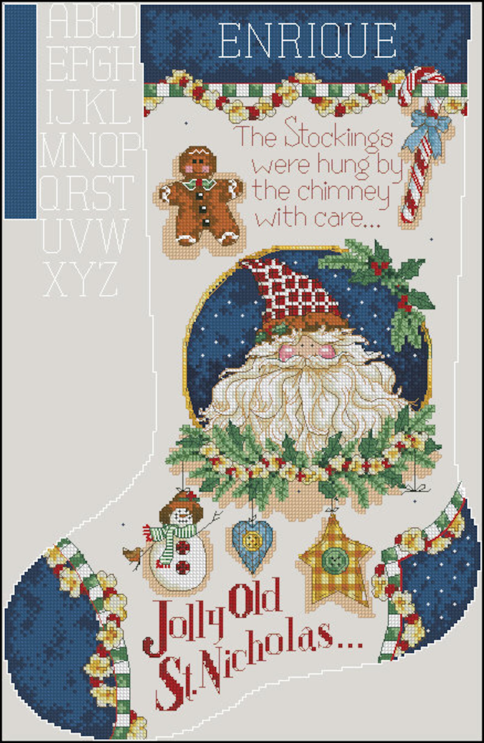 Santa Stocking Cross Stitch Chart Pdf Pattern - Etsy