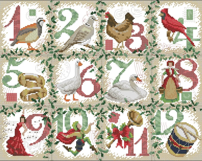 12 Days of Christmas / Cross Stitch Pattern / PDF / Christmas / Twelve ...
