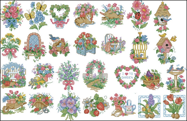 Garden Mini Cross Stitch Chart PDF Digital Pattern - Etsy